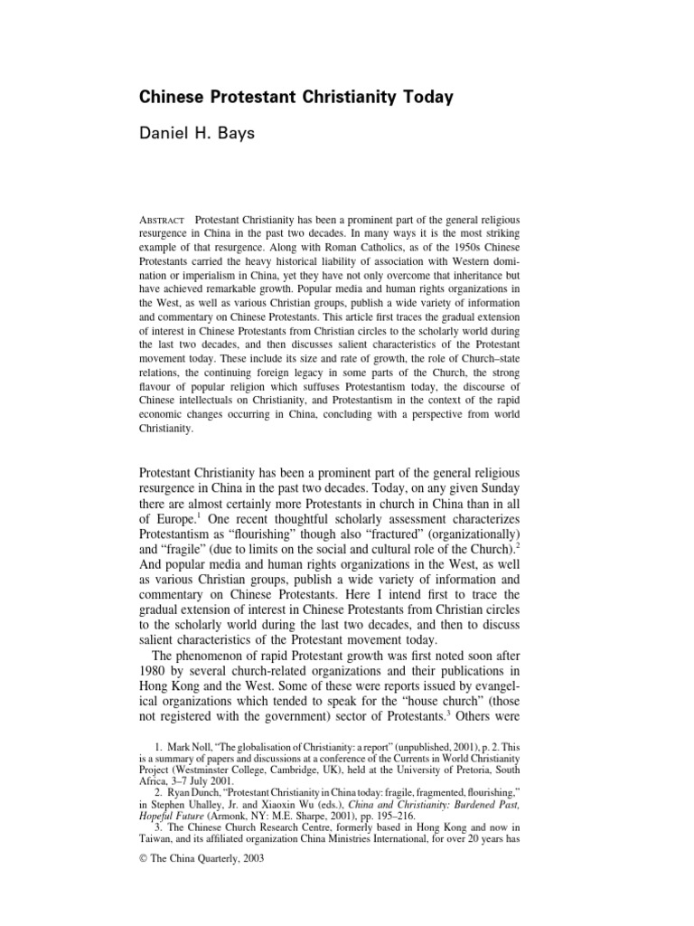 Growth of Protestant Christianity in China | PDF | Protestantism ...