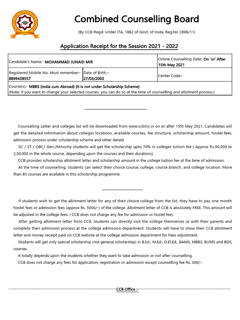 CCB Scholarship Application Guide 2021-2022 | PDF