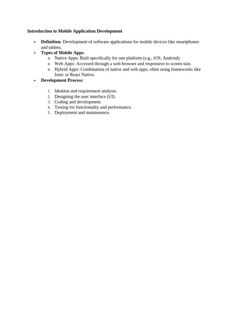 Introduction To Mobile Application Development | PDF