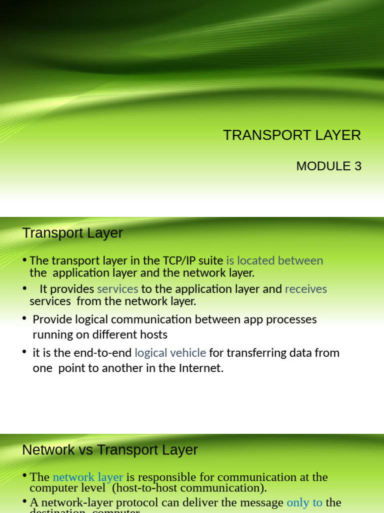 Transport Layer | PDF | Transmission Control Protocol | Port (Computer Networking)