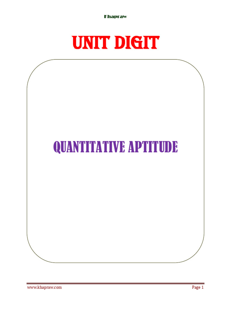 Unit Digit | PDF