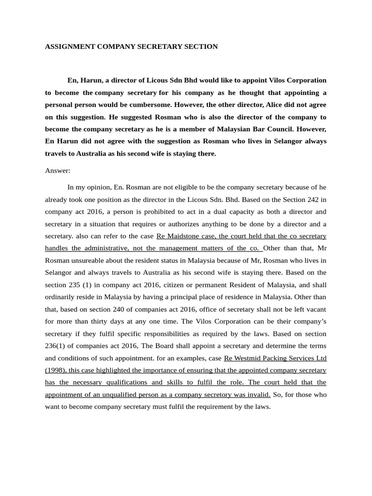 Company Secretary Appointment Guidelines | PDF