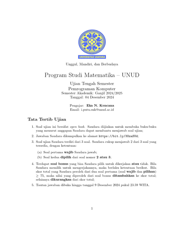 Soal UTS 2024-2025 | PDF