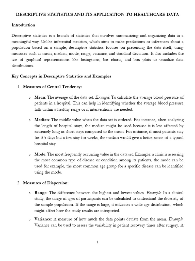 Descriptive Stat, Concept and Healthcare App - 082302 | PDF | Skewness ...
