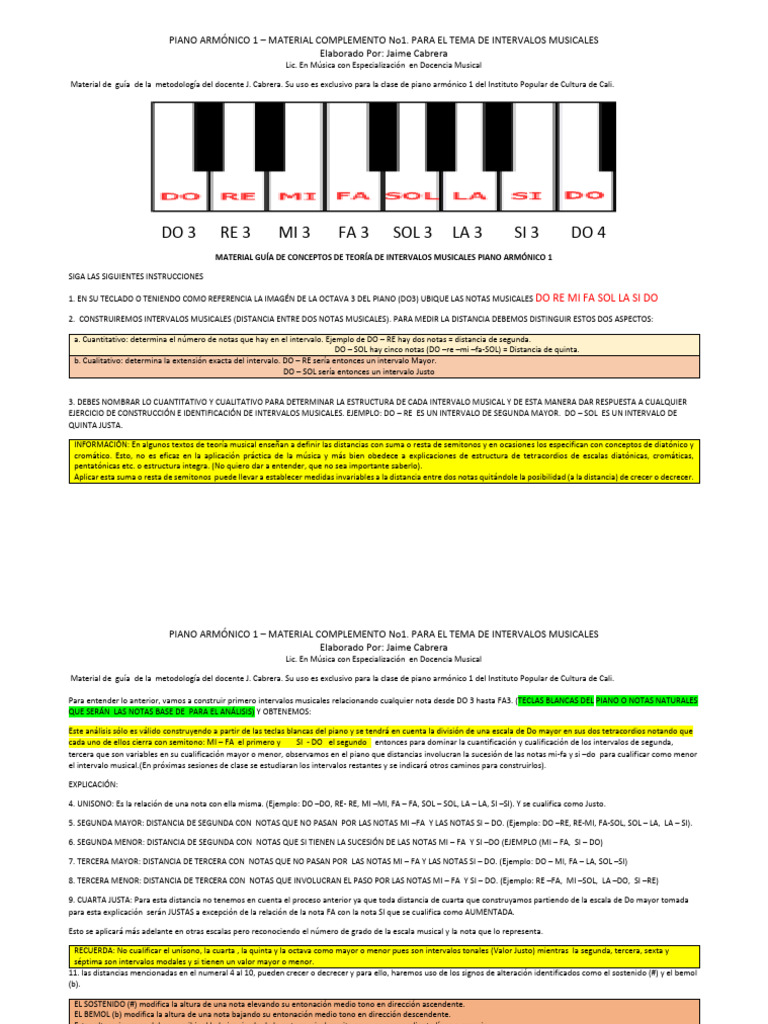 Teoria de Intervalos Musicales | PDF | Escala (música) | Intervalo (música)