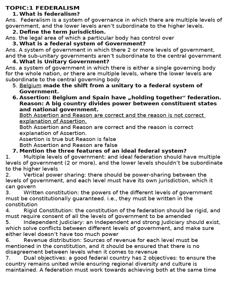 Understanding Federalism and Its Features | PDF | Federalism | Federation