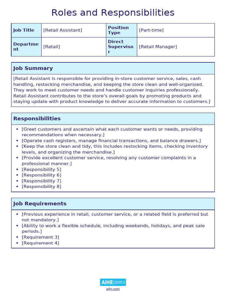 Retail Assistant Roles and Duties | PDF | Marketing | Retail