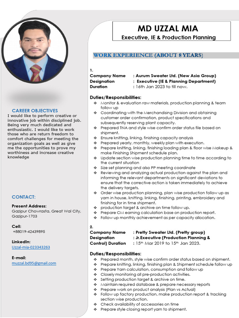 Md Uzzal Mia CV-2 | PDF