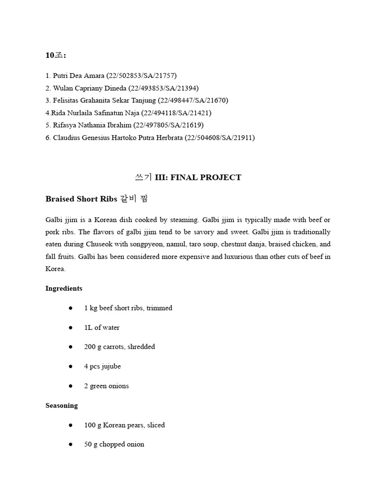 갈비 찜 vs Rendang - eng | PDF | Korean Cuisine | Indonesian Cuisine