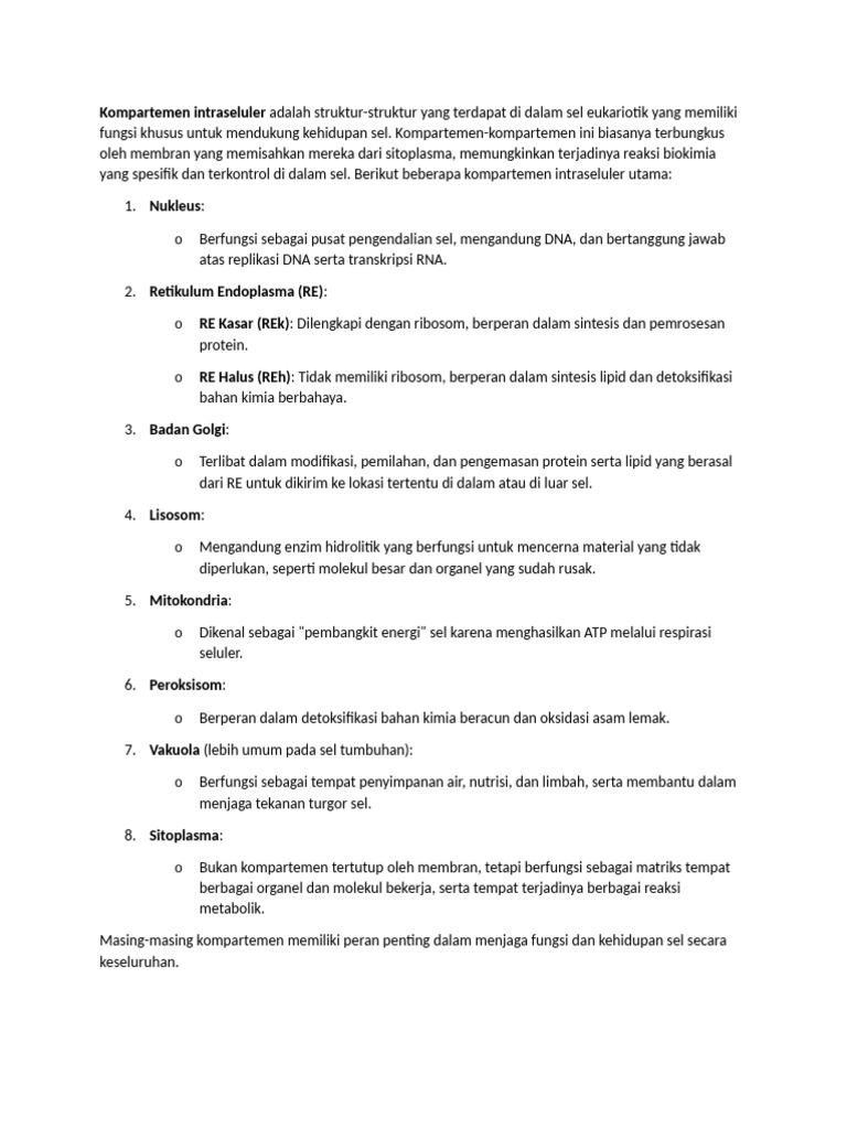 Kompartemen Intraseluler Adalah Struktur | PDF