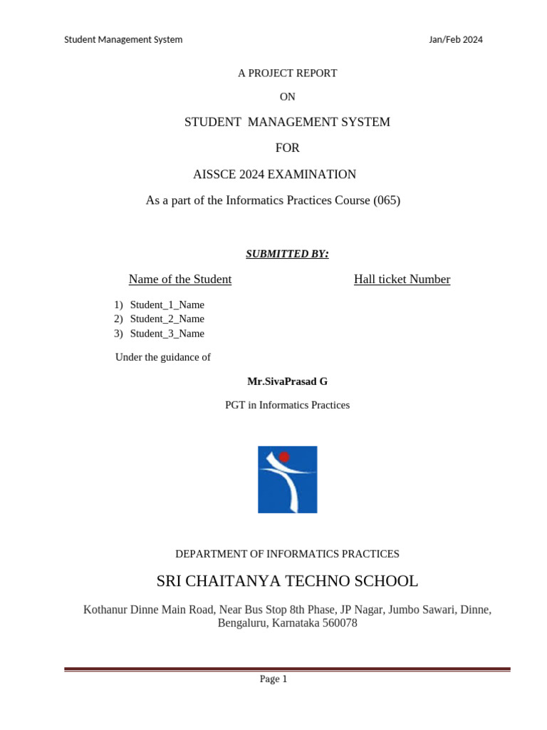 Dummy IP Mini Project_Student Management System | PDF | Computing ...