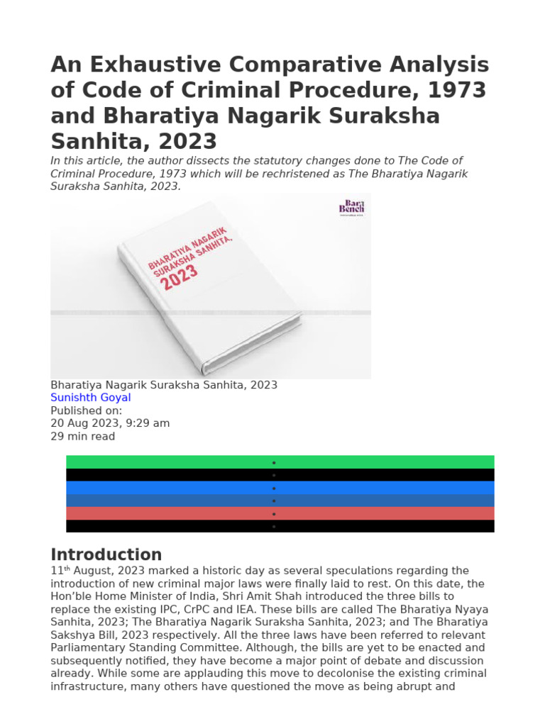 CrPC vs BNSS: Key Legal Changes Explained | PDF | Bail | Magistrate