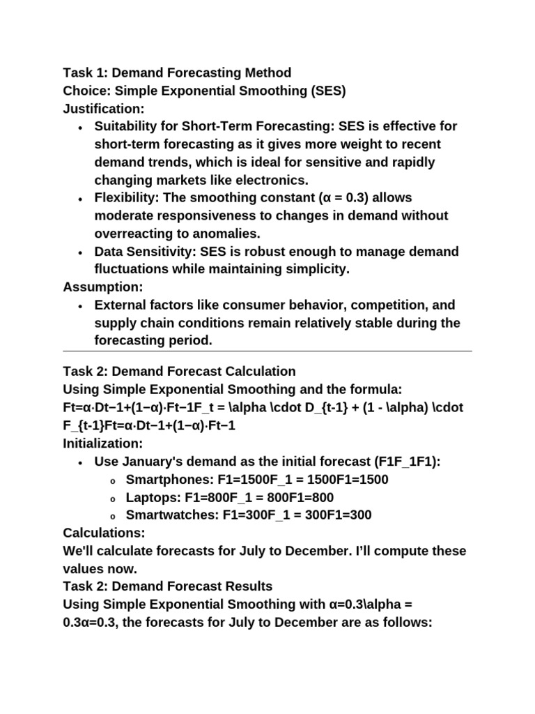 Demand Forecasting with SES Analysis | PDF | Forecasting | Applied Mathematics