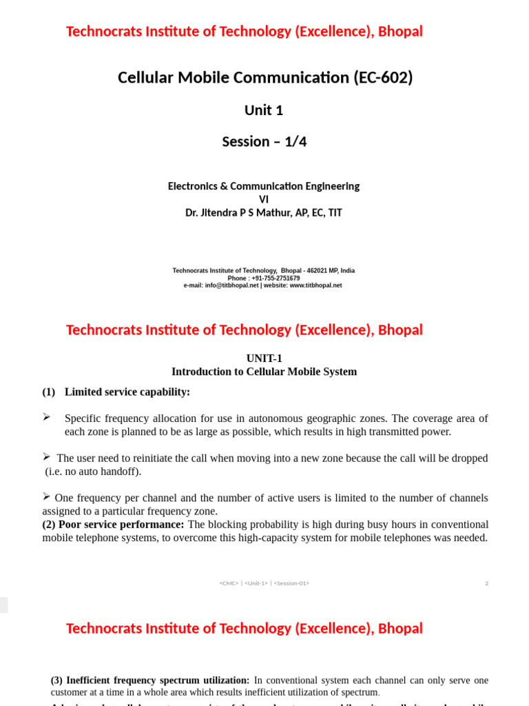 CMC PPT EC 503 B Done | PDF | Cellular Network | Radio Spectrum