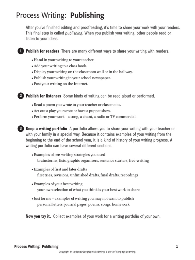 Owi Bre l02 05 Process Writing Publishing Worksheet | PDF
