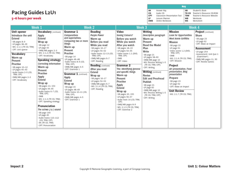 Owi Bre l02 U01!5!6 Hours Pacing Guides | PDF | Human Communication | Learning