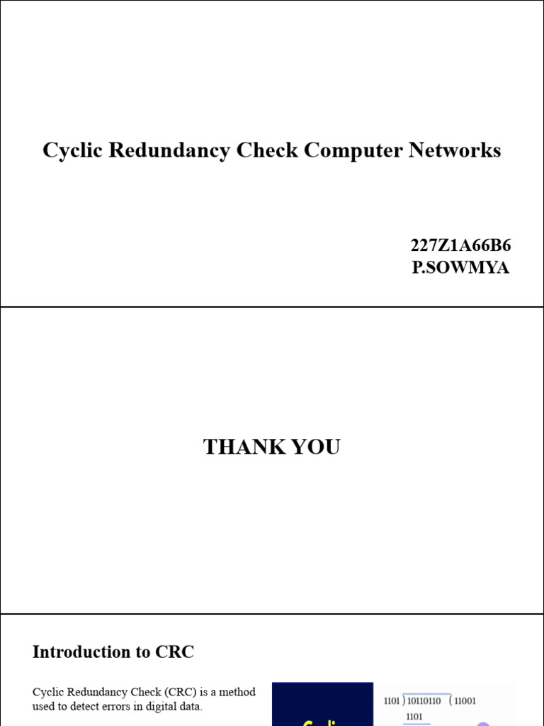 Cyclic Redundancy Check Computer Networks[2] | PDF | Error Detection And Correction | Data ...