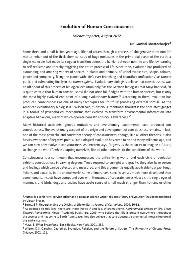 Evolution of Human Consciousness | PDF | Meme | Evolution