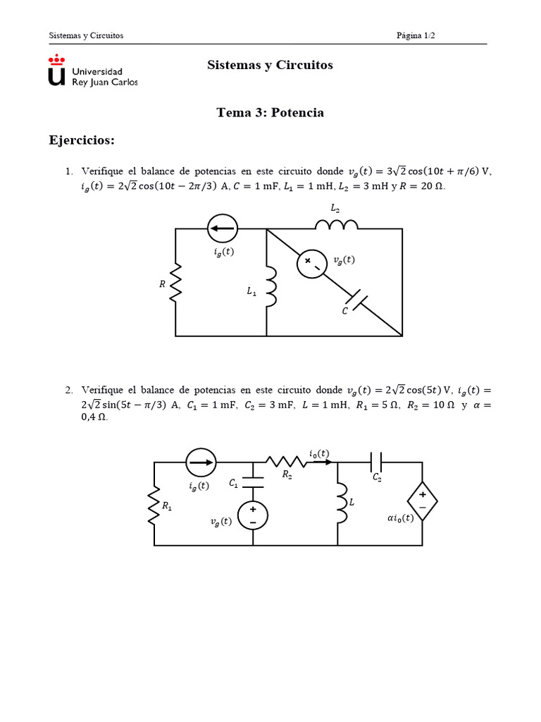 Ejercicios Tema 3 | PDF | Ingenieria Eléctrica | Electricidad