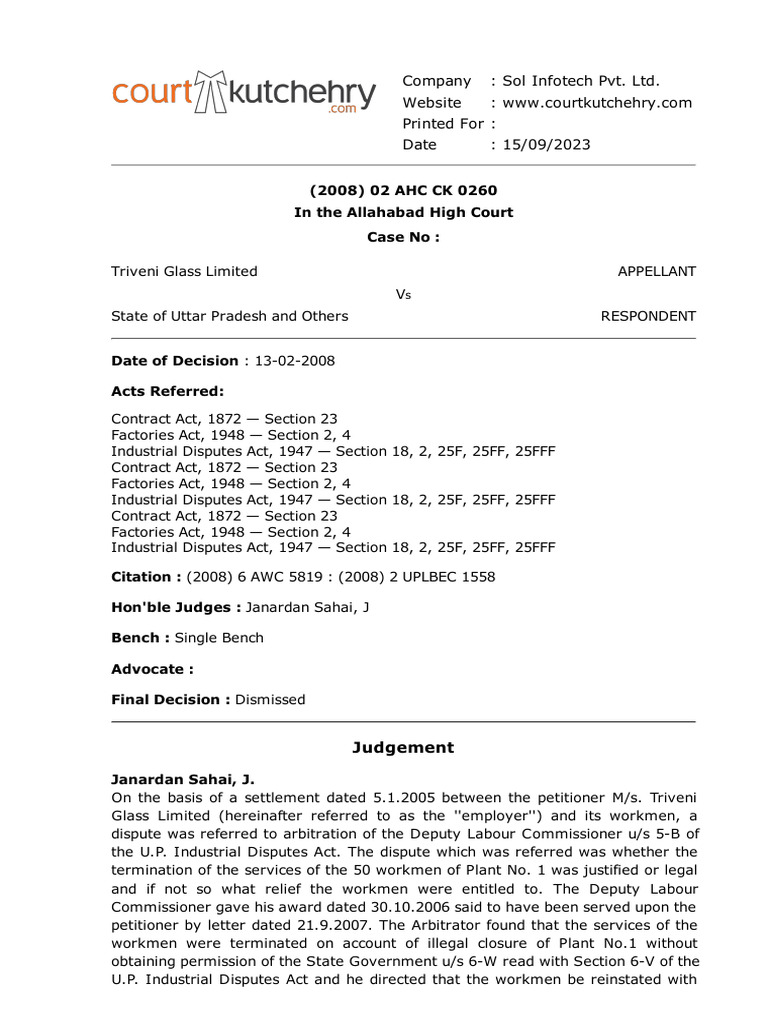 Triveni Glass Ltd. Arbitration Case Summary | PDF | Appeal | Arbitration