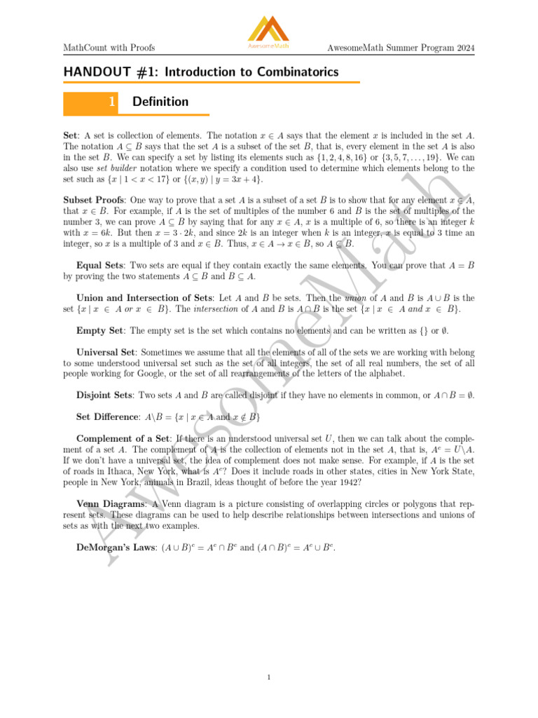 1 - Intro To Combinatorics | PDF | Mathematics | Mathematical Logic
