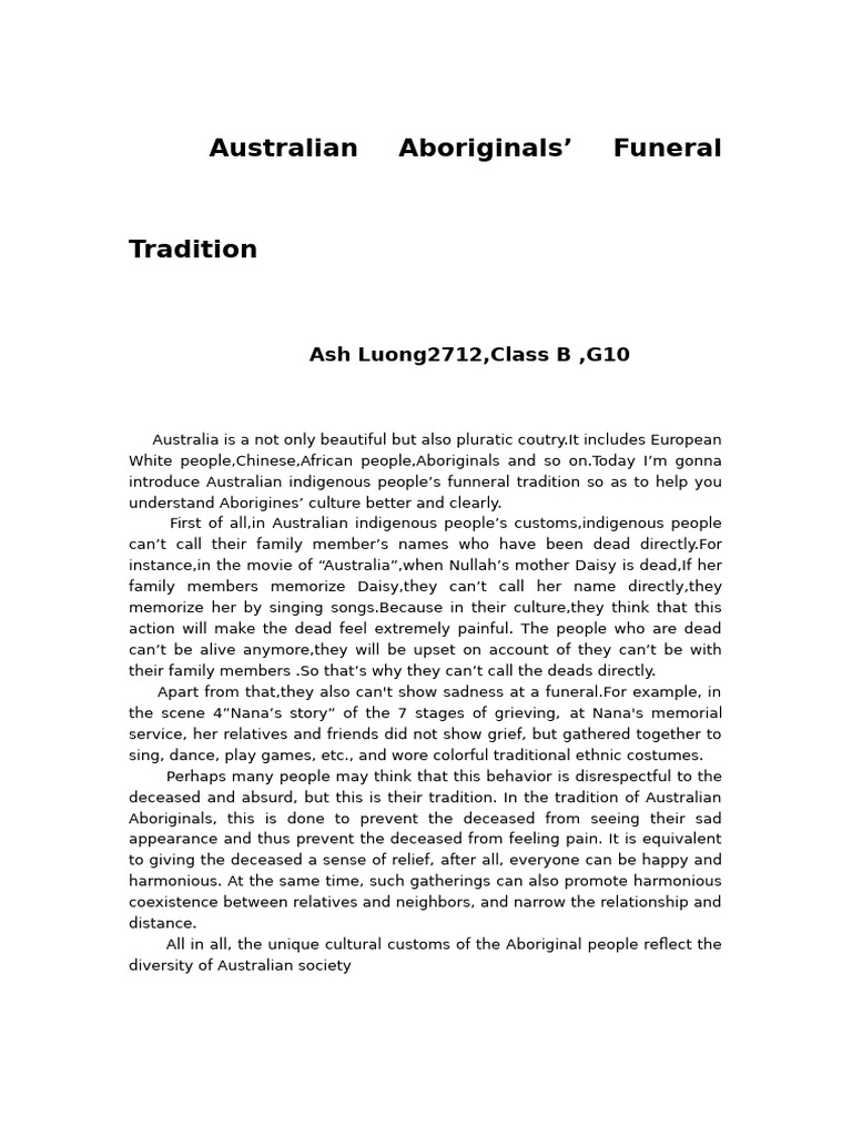 Australian Aboriginals' funeral tradition | PDF