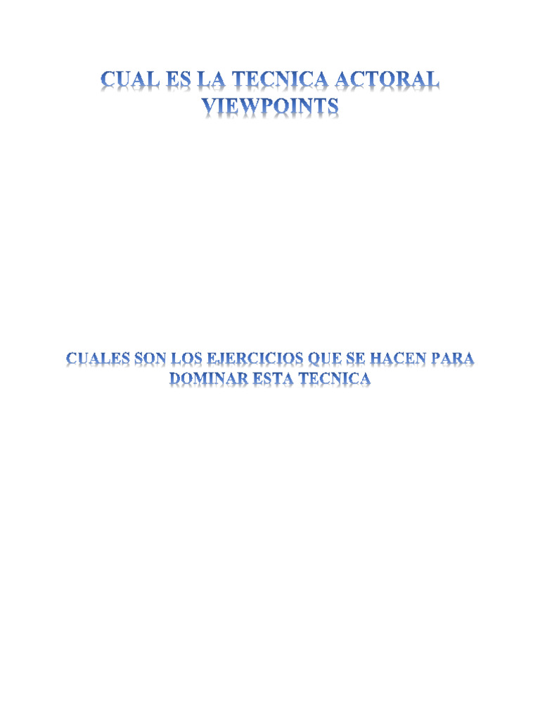 Tecnica Actoral Viewpoints | PDF | Las emociones | Interino