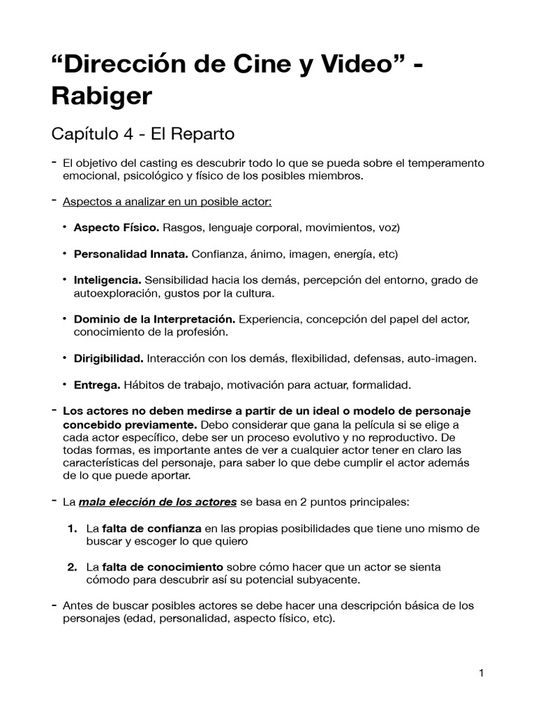 "Dirección de Cine y Video" - Rabiger | PDF | Actor | Sicología