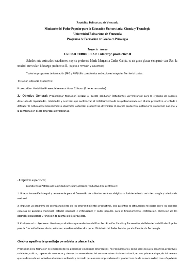 Plan de Evaluacion Psico Limon Liderazgo II Maria Carias 2024-2 | PDF ...