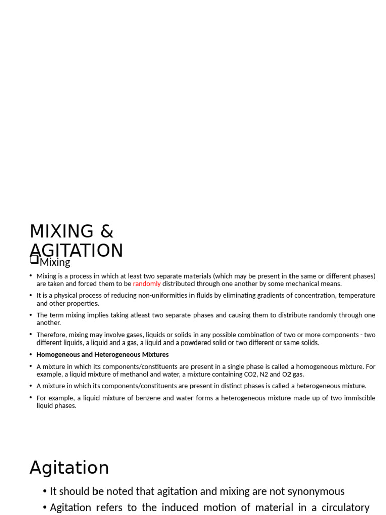 Mixing and Agitation Techniques Explained | PDF | Mixture | Propeller