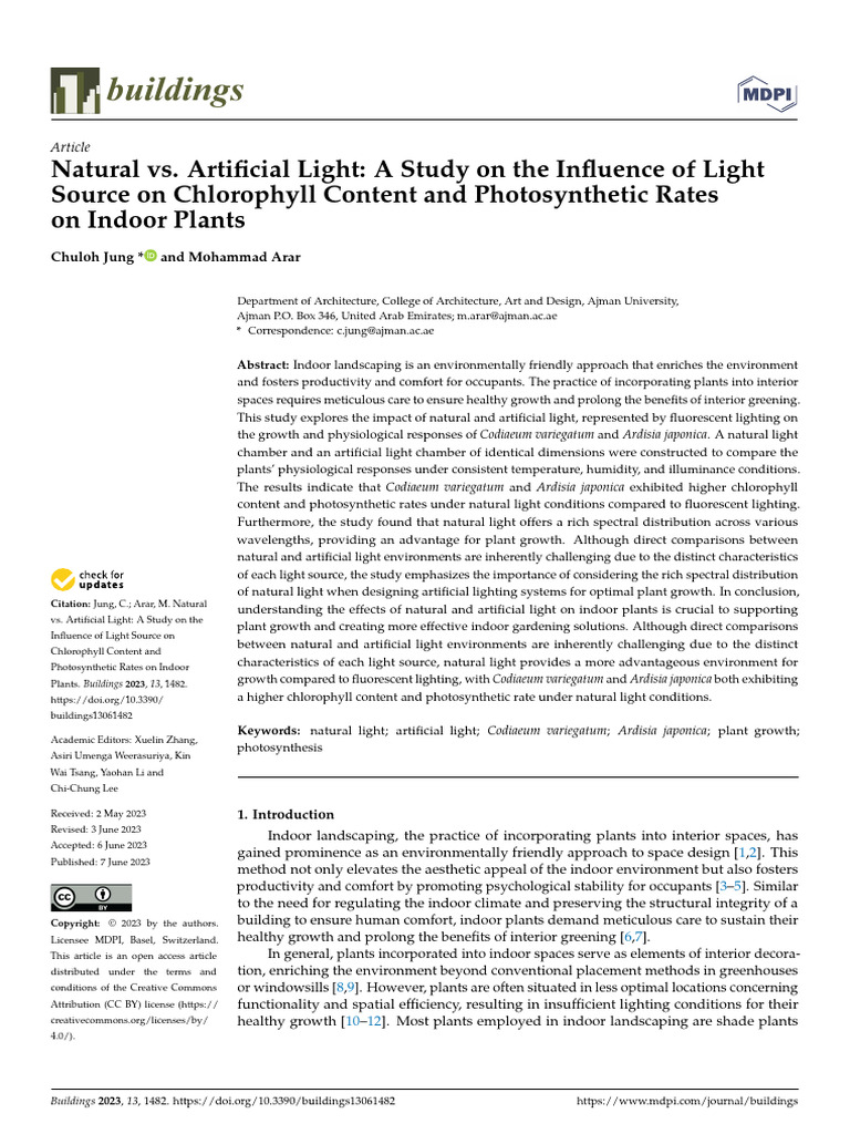 Natural Vs Artificial Light A Study On The Influen | PDF | Ventilation ...