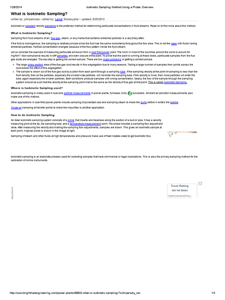 Isokinetic Sampling Method Using A Probe - Overview | PDF | Fossil Fuel ...