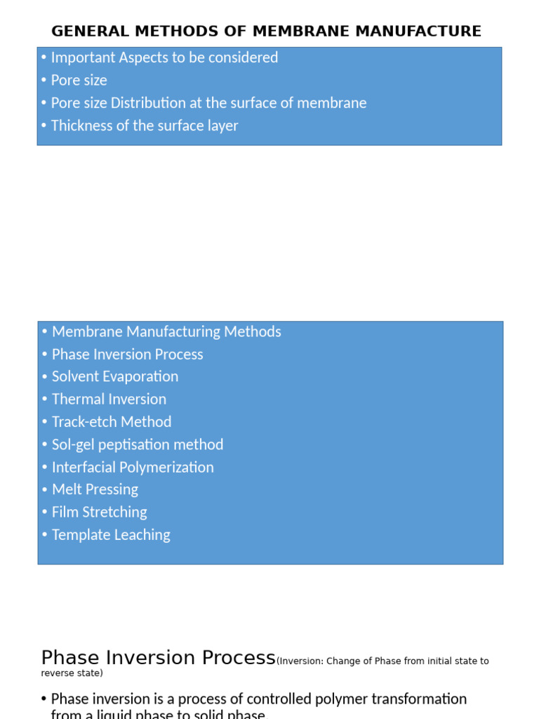 General Methods of Membrane Manufacture | PDF | Porosity | Pressure