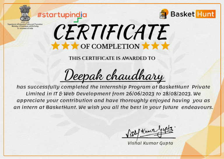 Deepak Chaudhary Certificate | PDF