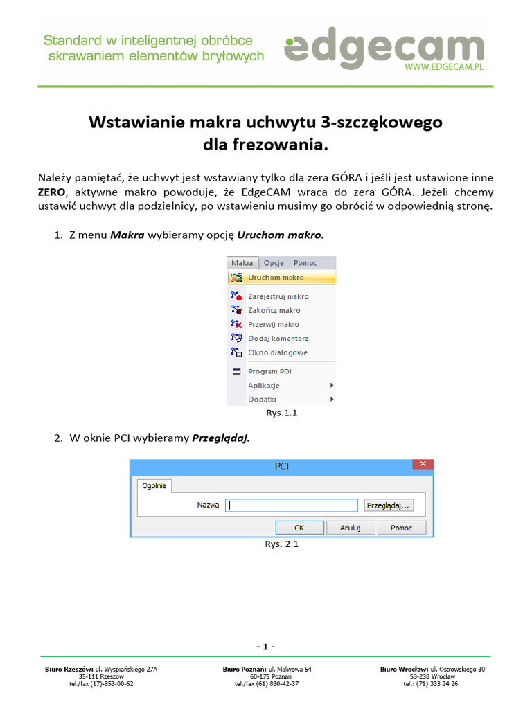 Wstawianie Makra Uchwytu 3 Szczekowego Dla Frezowania | PDF