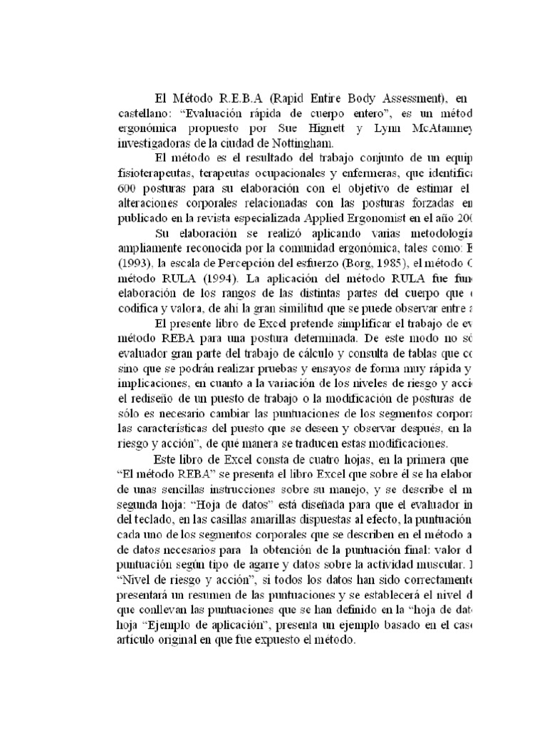Método REBA | PDF