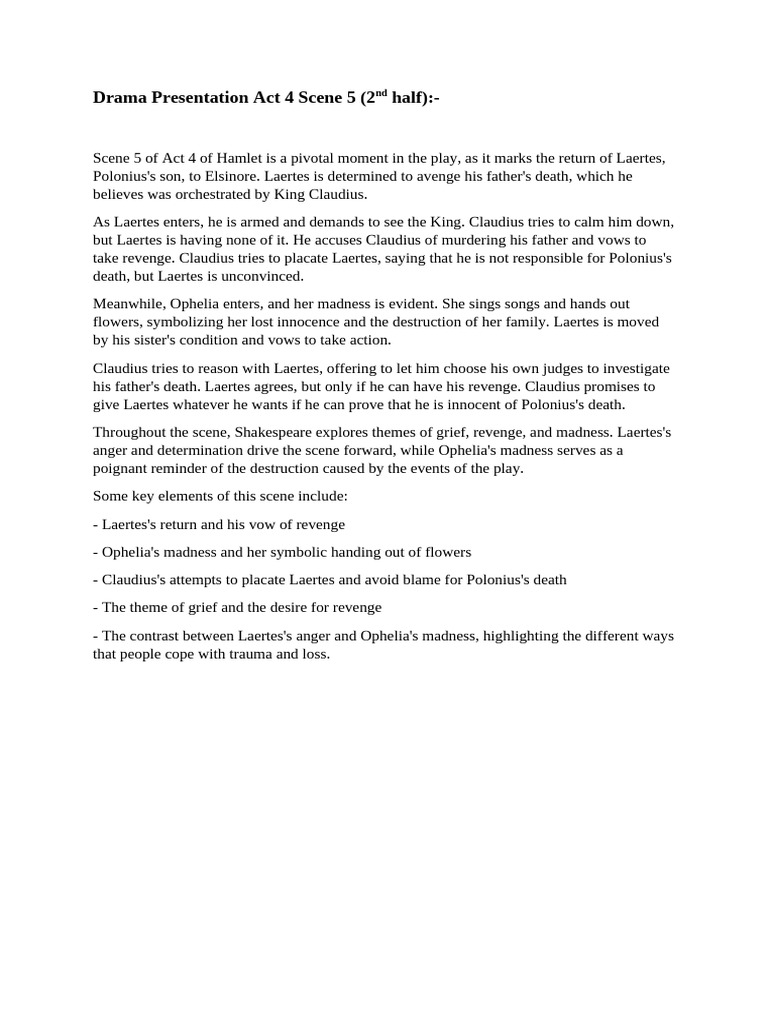 Hamlet Act 4 Scene 5 Analysis | PDF