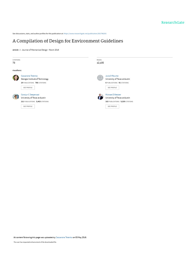 Design For Sustainability Guidelines | PDF | Life Cycle Assessment