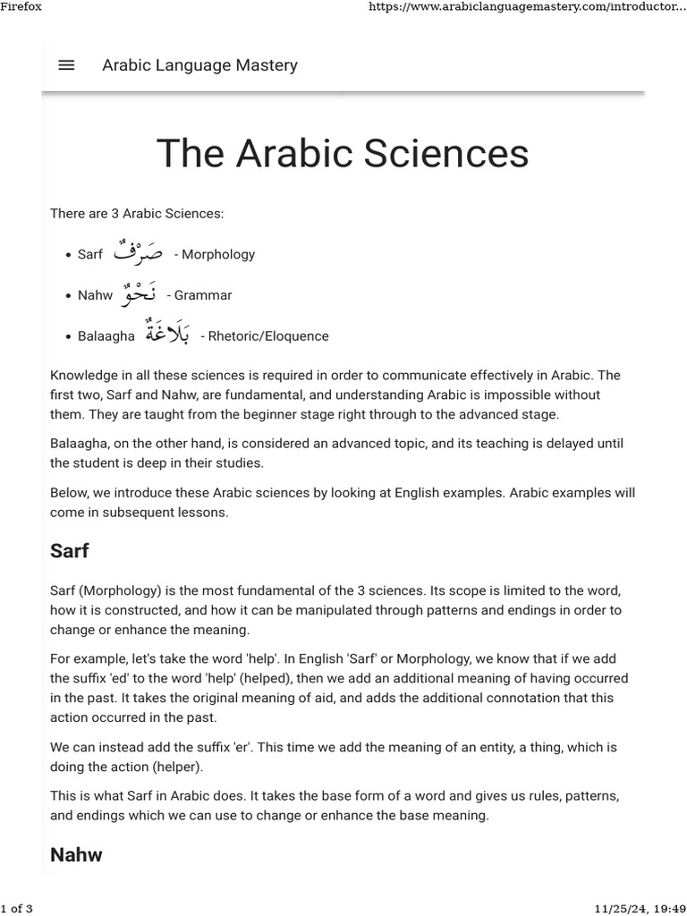the-arabic-sciences | PDF | Word | Subject (Grammar)
