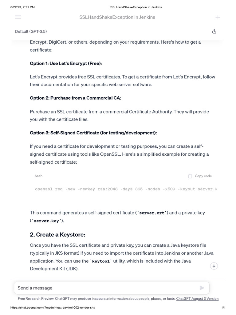 SSLHandShakeException in Jenkins | PDF