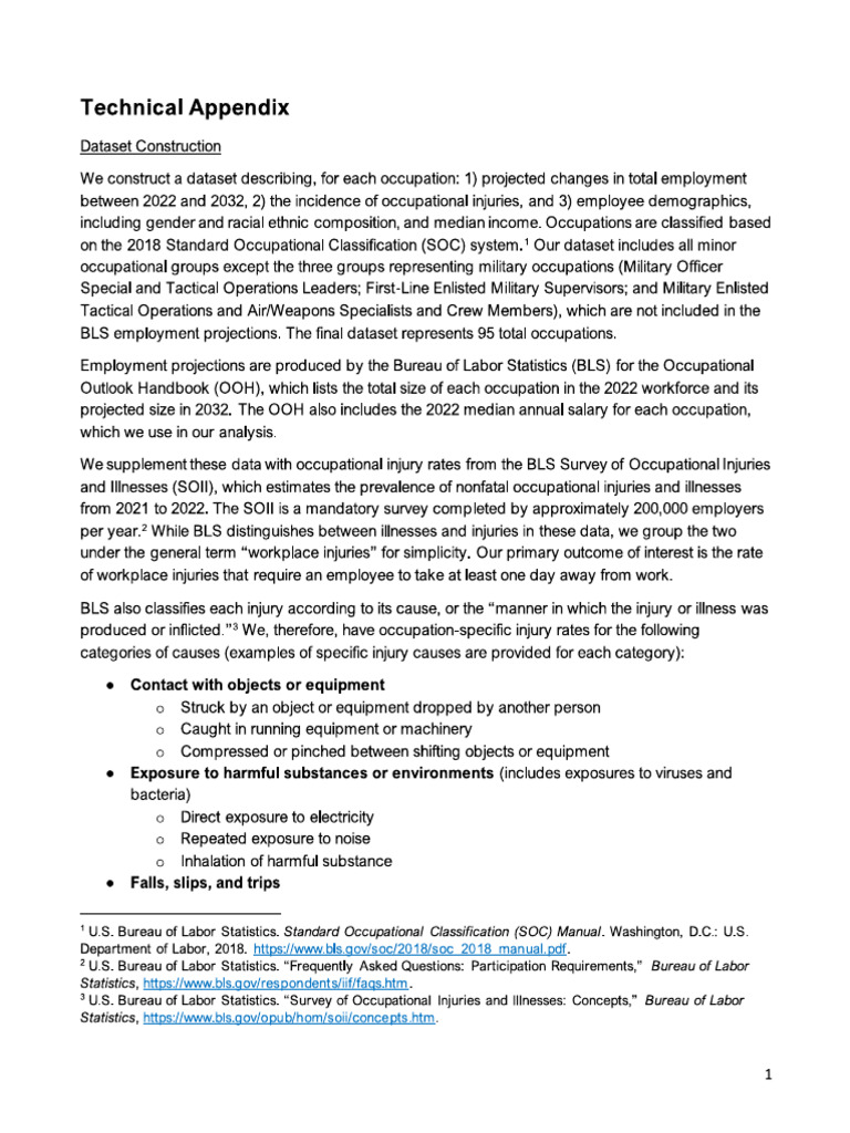 Workplace Injuries in A Changing Labor Market Technical Appendix | PDF