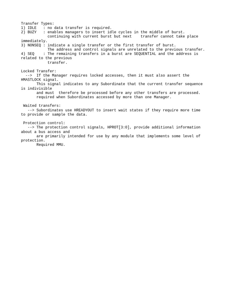 AHB Transfer Types and Control Signals | PDF