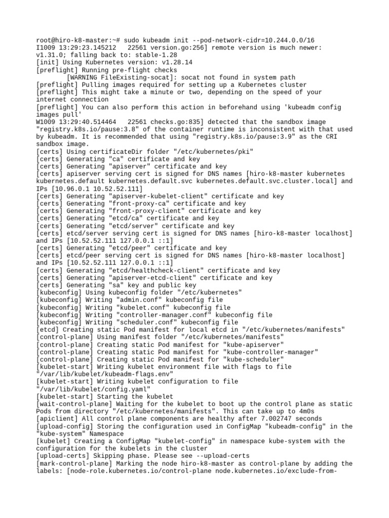 Kubernetes Cluster Initialization Guide | PDF | Computer File | Computing
