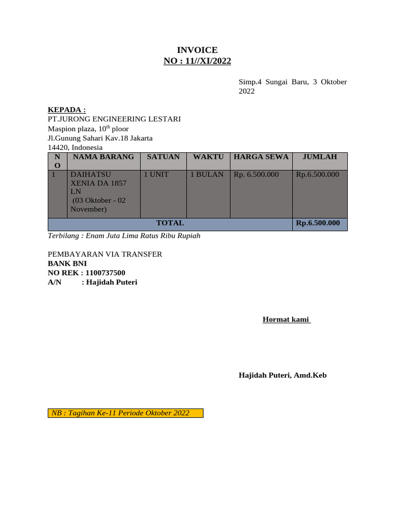 Invoice April New | PDF