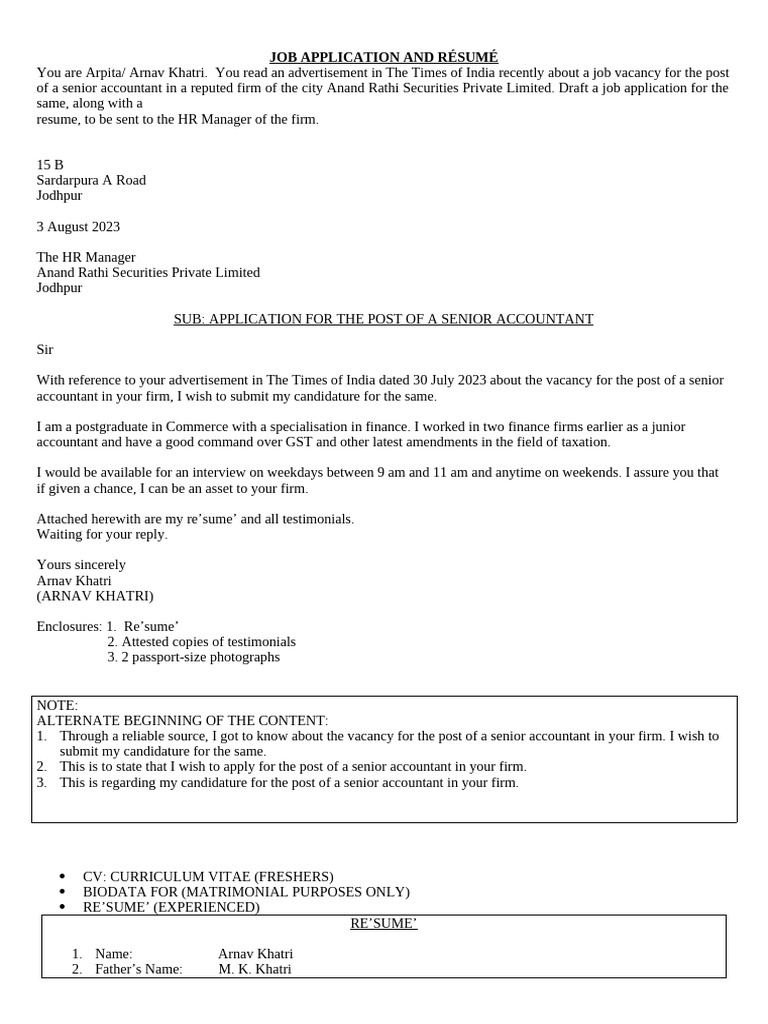 Job Application and Resume | PDF | Qualifications | Academic Degree