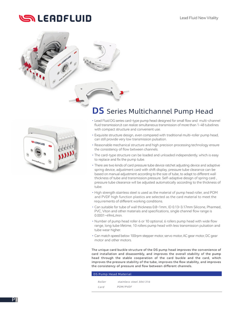 DS Series Multichannel Pump Head | PDF | Pump | Mechanical Engineering