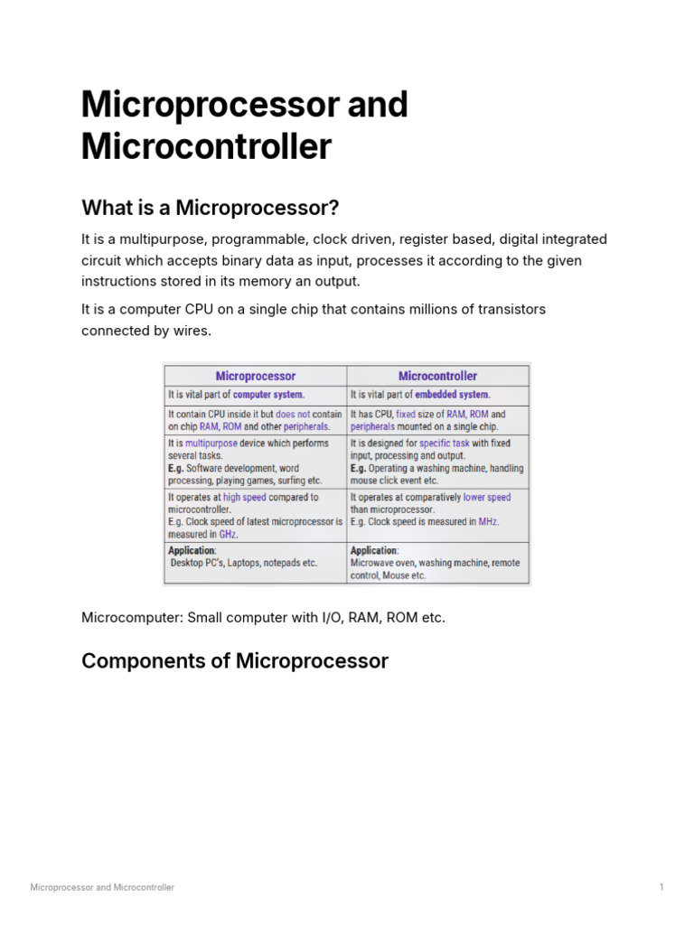 Microprocessors and Microcontrollers Overview | PDF | Central ...