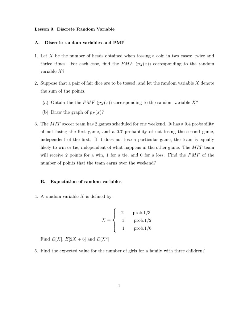 No.3 DRV_p1_ 2023 | PDF | Random Variable | Variance