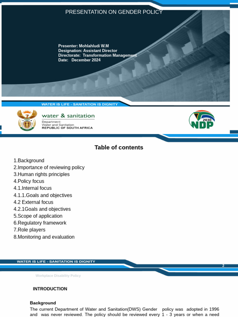 Gender Policy Review Presentation | PDF | Policy | Social Equality