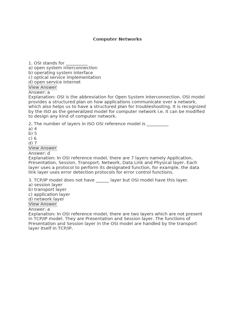 Networking Basics Quiz | PDF | Osi Model | Computer Network